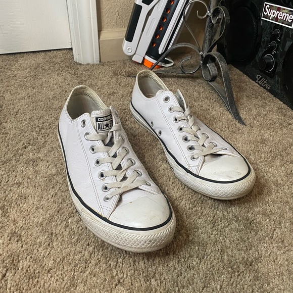 Converse | Shoes | Leather Chuck Taylor White Converse 9 | Poshmark